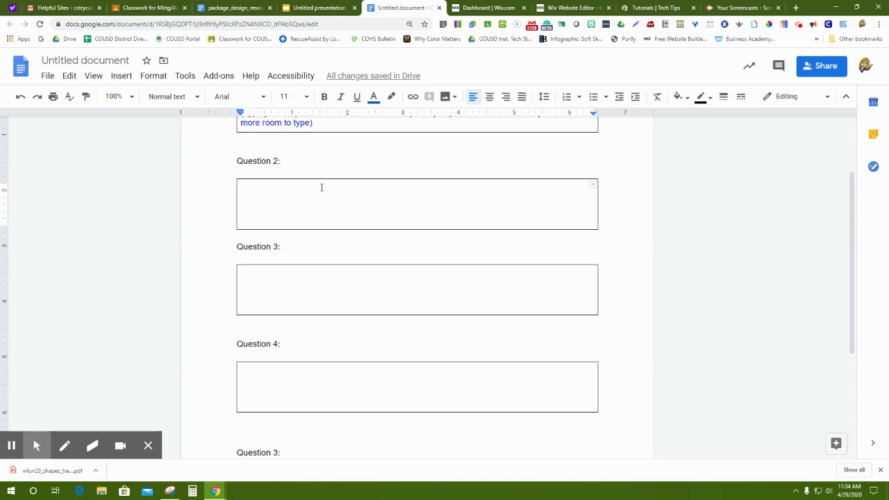 Video 5: Creating Fillable Worksheet using Google Docs