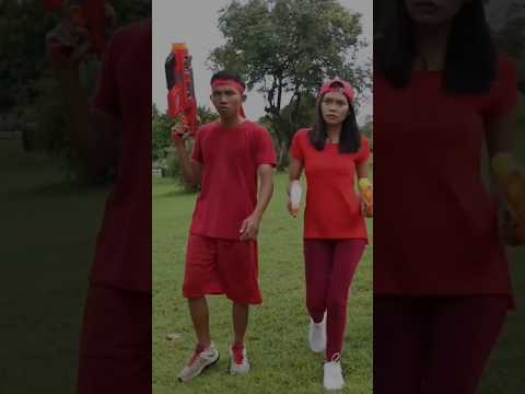 Battle Tembakan Air Biru vs Merah Arik Saputra Arya Bian Wulan #mikaeltubehd #mikaelfamily #short