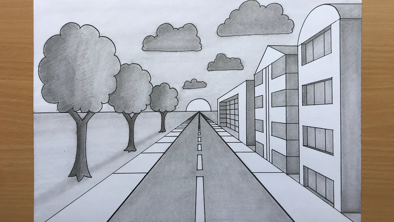 How to Draw a Town in 1 Point Perspective