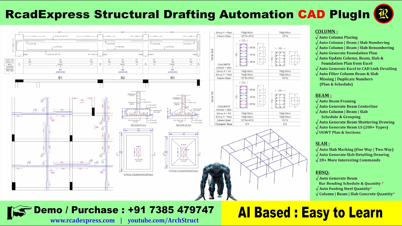 RcadExpress Structural Drafting Automation CAD PlugIn 2026