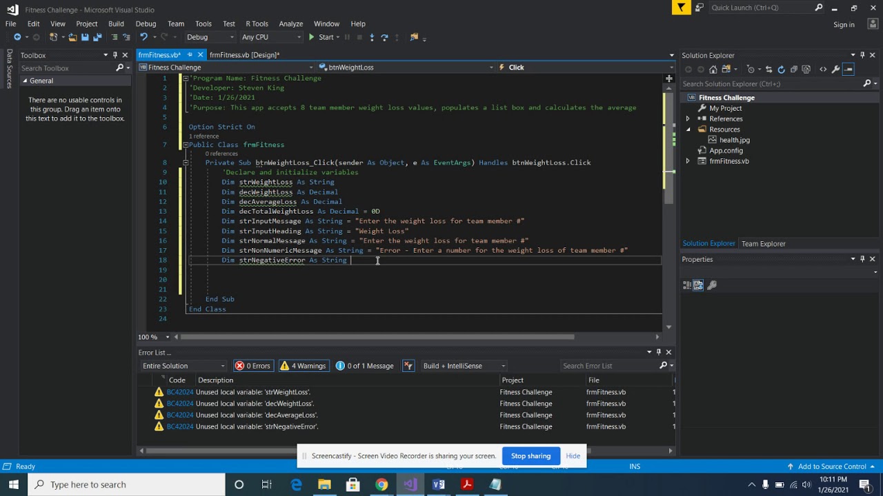 Visual Basic Chapter 6 Guided Program Development Part 2 - Coding
