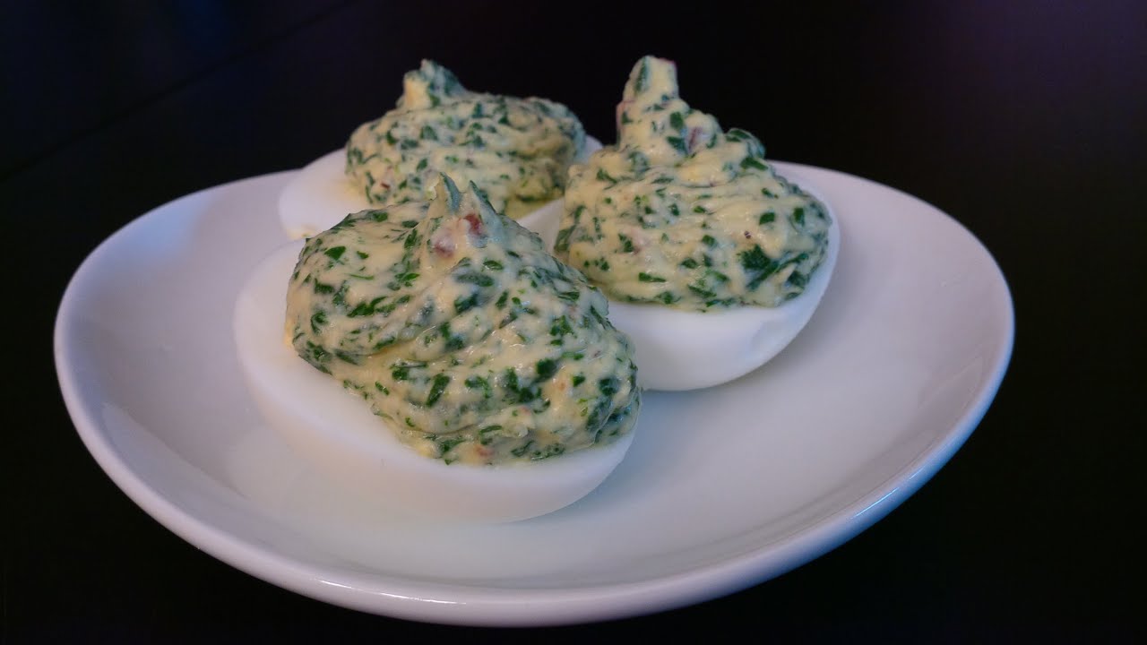 Bacon Spinach Deviled Eggs