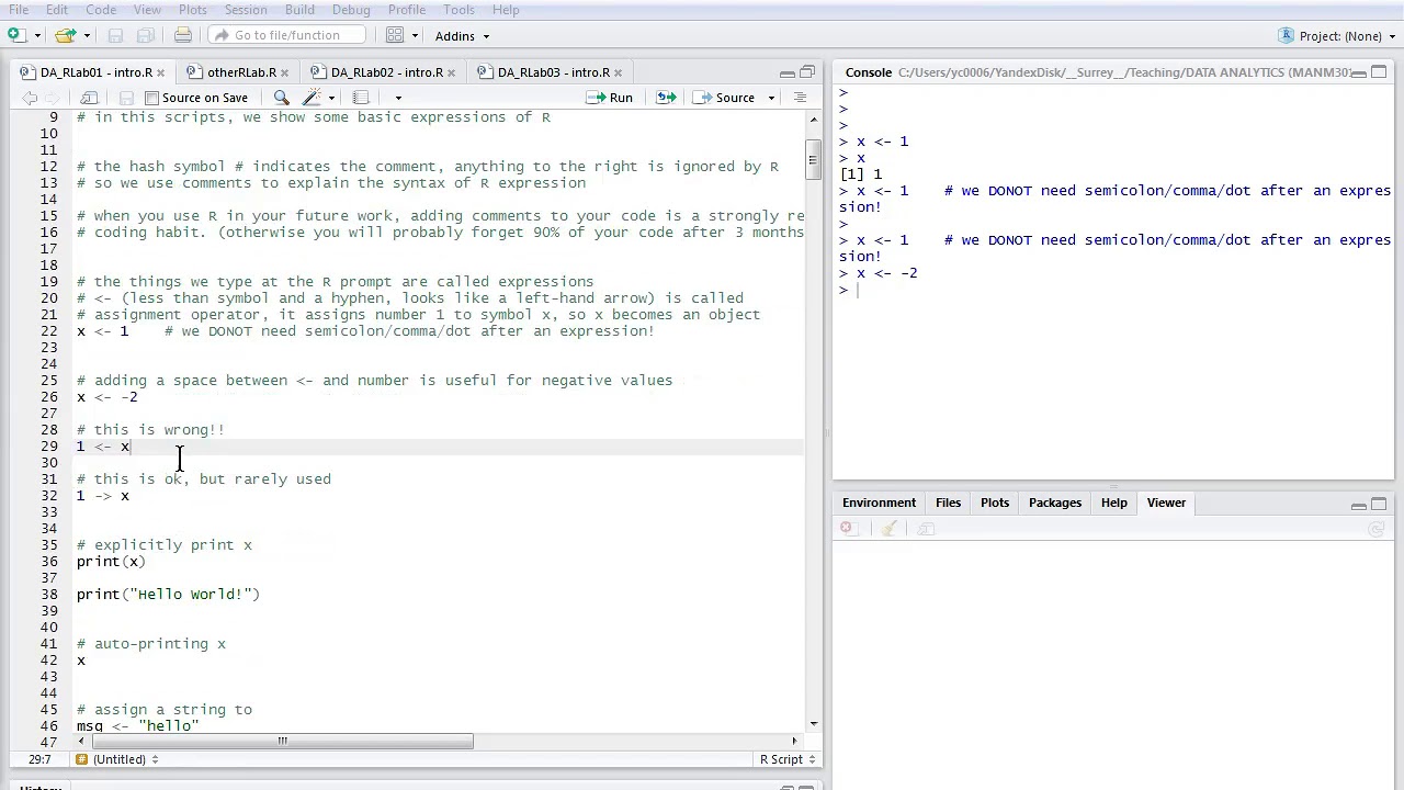 R lab 02 - basics of R syntax and data types
