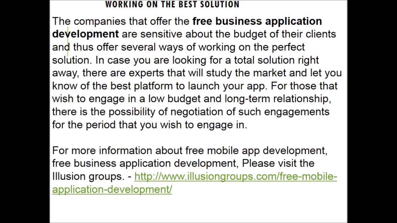 Free Mobile App Development