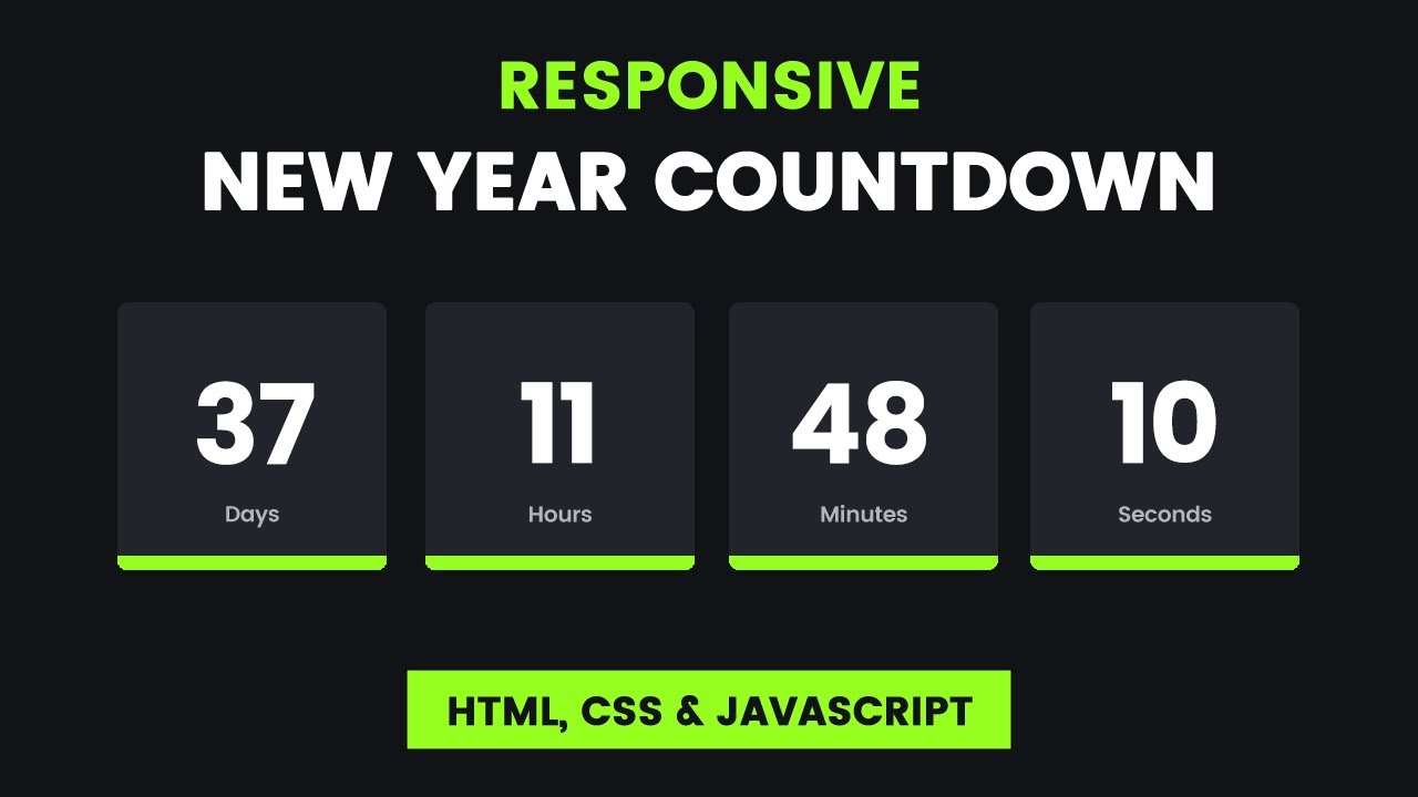 [2025] New Year Countdown using HTML CSS and JavaScript | Responsive [WITHOUT MEDIA QUERY]