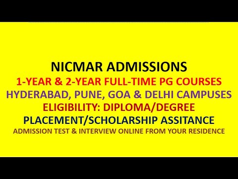 NICMAR ADMISSIONS 2021| 1Y & 2Y PG ADMISSIONS| ELIGIBILITY: DEGREE/DIPLOMA| JOBS & CAREERS|