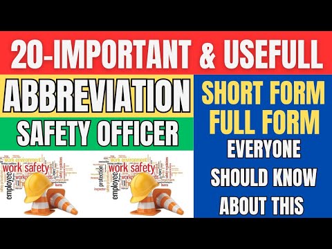 20 Best Abbreviation || 20 Most Usefull Short Form and Full Form for safety officer
