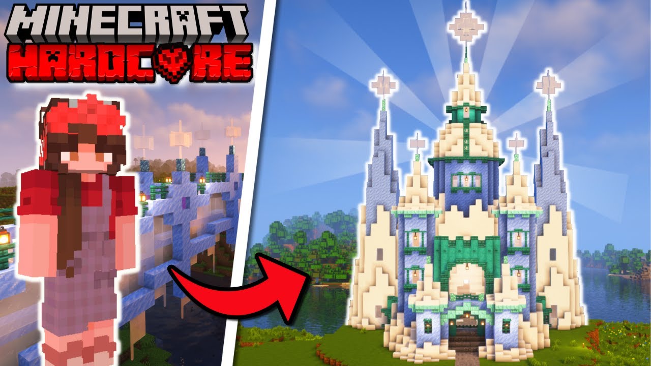 I built an ICE CASTLE in Hardcore Minecraft Episode 25 ❄