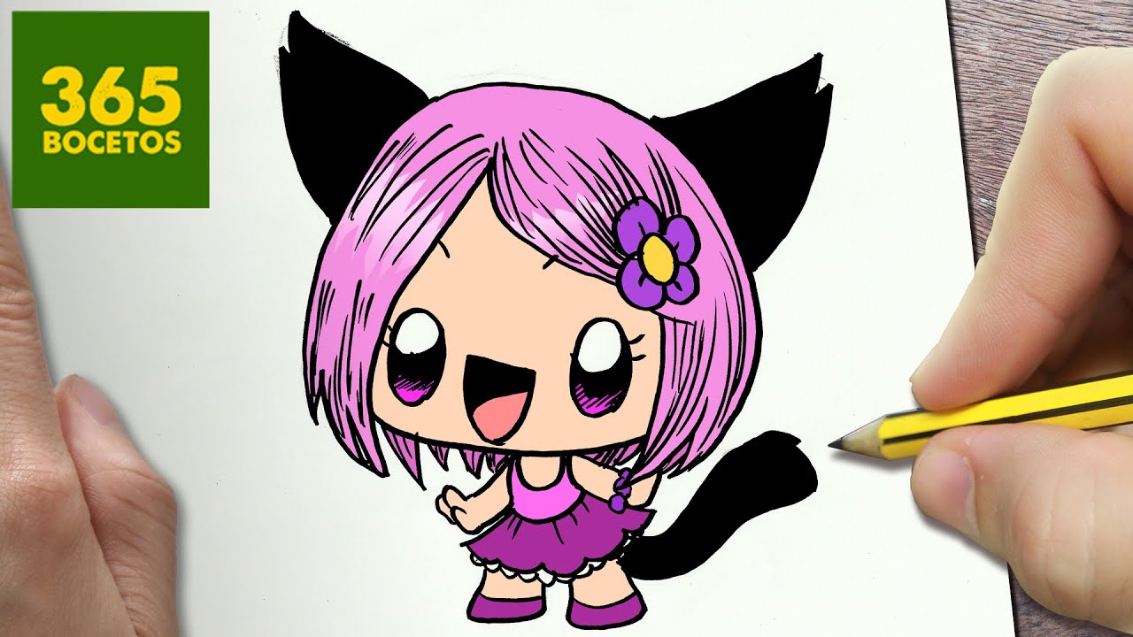 COMO DIBUJAR CHICA NEKO KAWAII PASO A PASO - Dibujos kawaii faciles - How to draw a NEKO GIRL