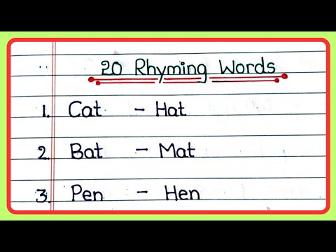 20 Rhyming Words in English | List of Rhyming Words | Rhyming Words