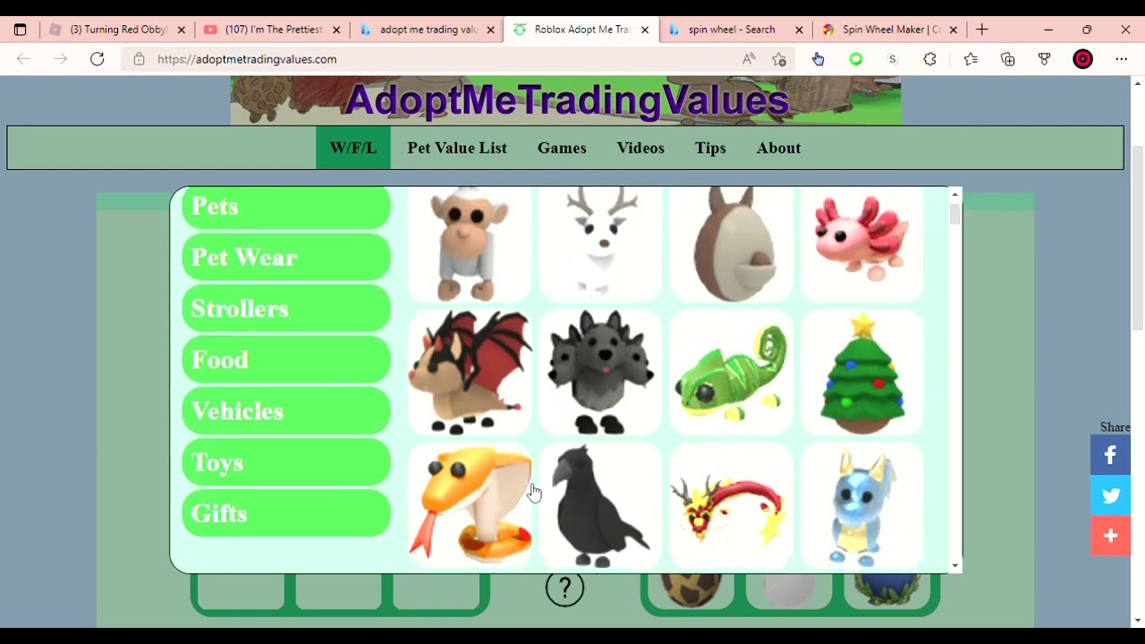Roblox Adopt Me Trading Values   Win Fair Lose WFL..