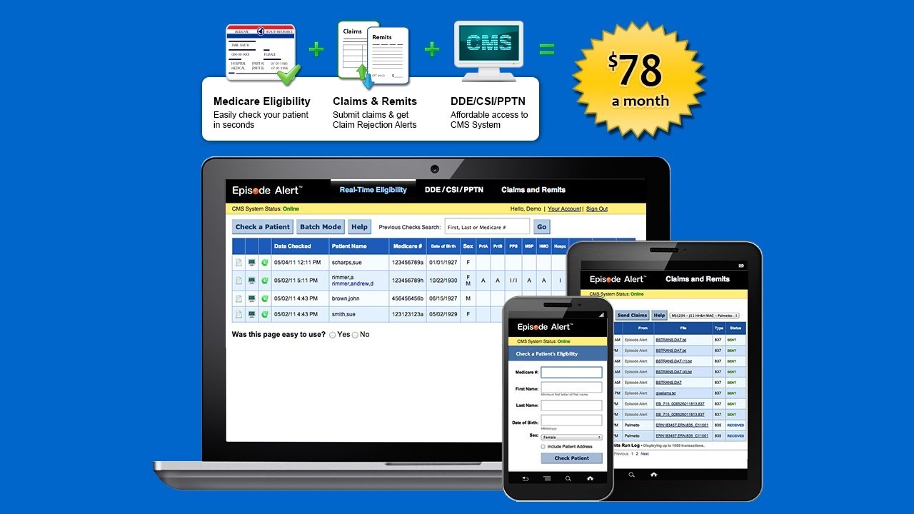Medicare eligibility Verification, billing software, DDE Access | Episode Alert