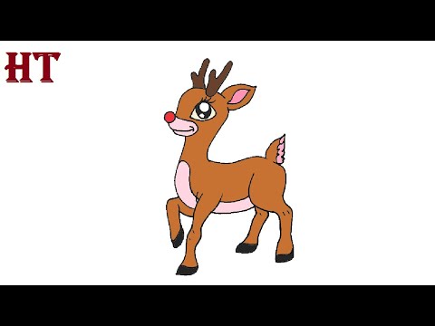 Rudolph Drawing Cute and Easy – I'm Youtuber – Follow my videos to ...