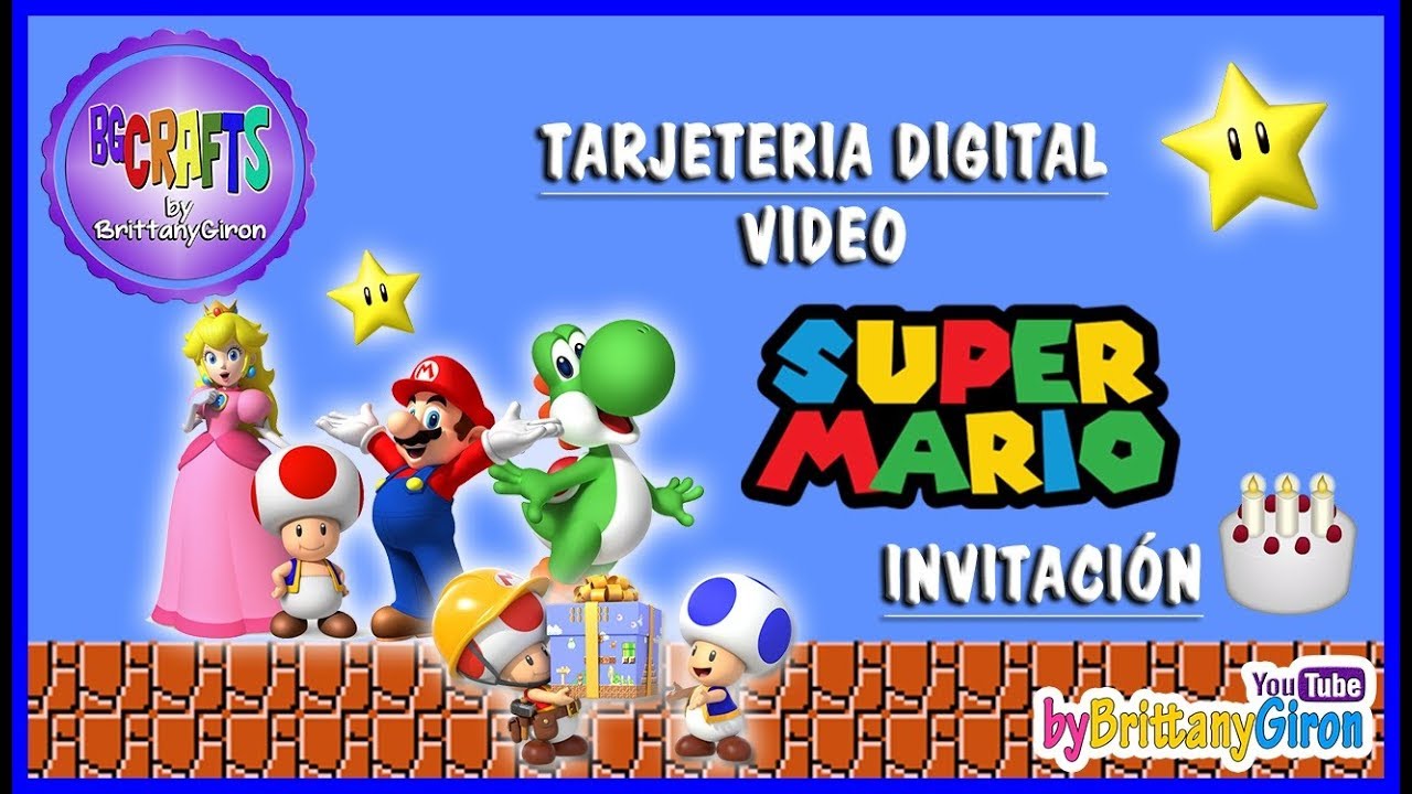 Tarjeta Invitacion Digital ►Super Mario◄ Cumpleaños