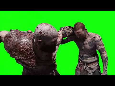 Kratos Beating Up Baldur - Green Screen