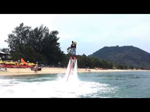 Flyboard Show in Lamai Beach,Koh Samui, Thailand( James and his son)