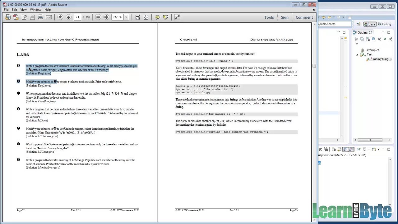 Intro to Java Training Course - Chapter 4 - Labs