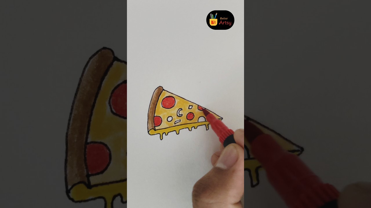How to Draw Pizza - Pizza Slice Easy Drawing