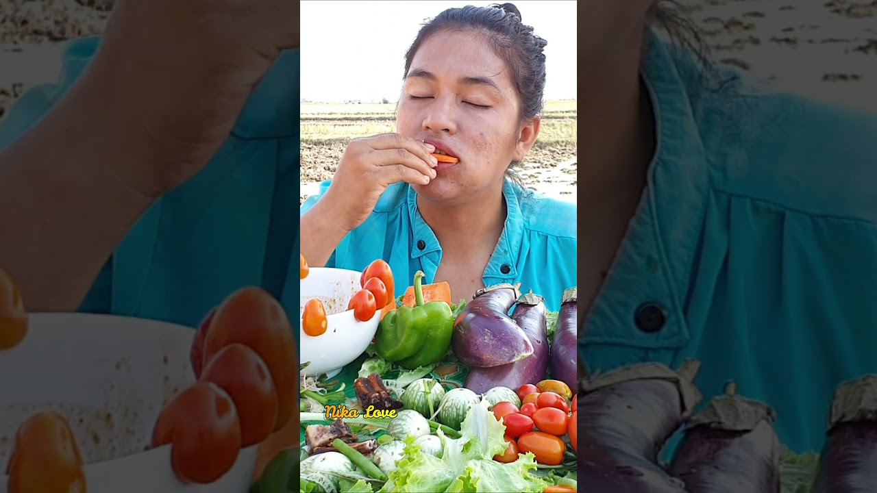 #ASMR Eating Vegetable  #mukbang Eating Vegetable  #Nika mukbang Eating 2496  #Short