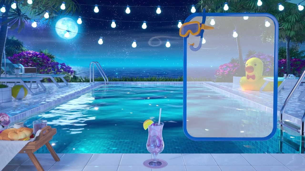 Animated vTuber Background | Pool Night
