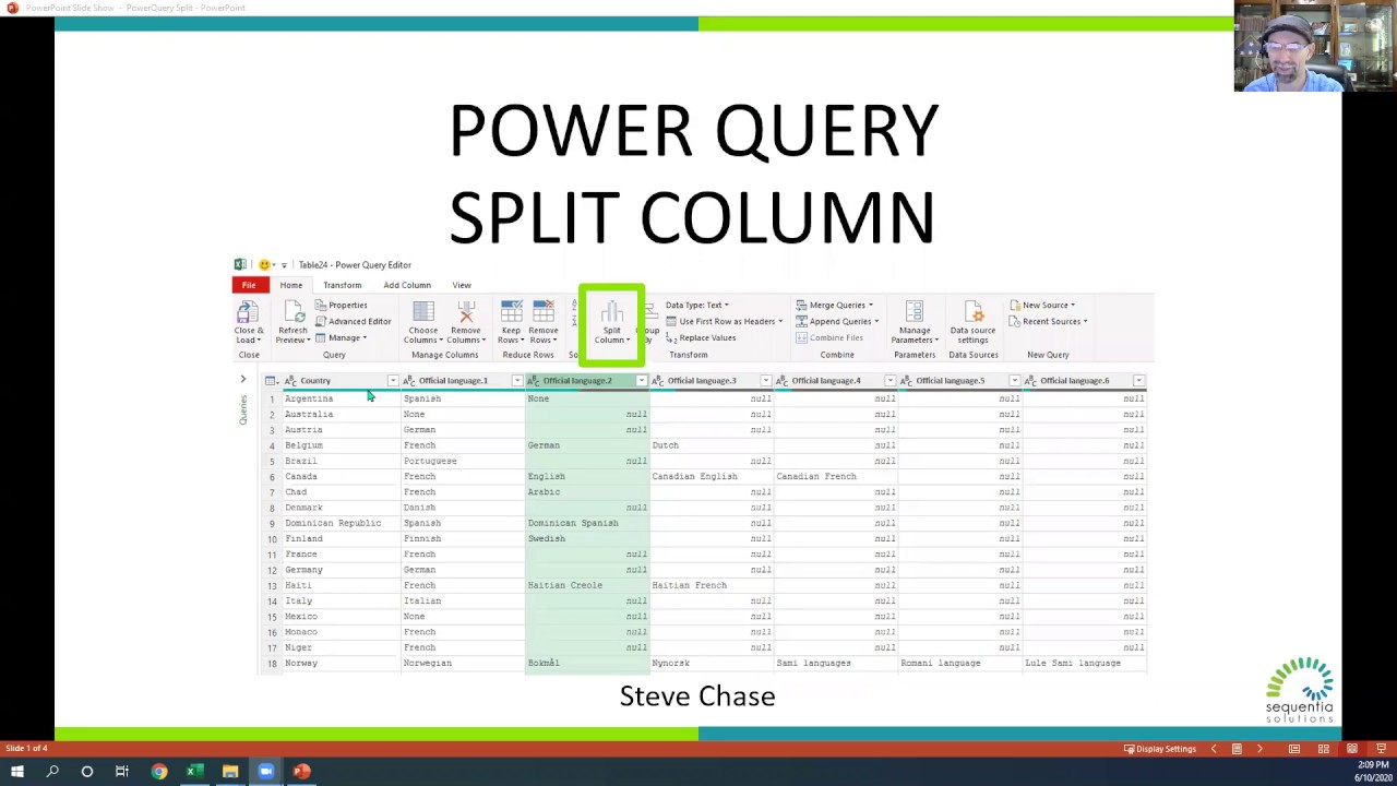 Power Query Split Column Example