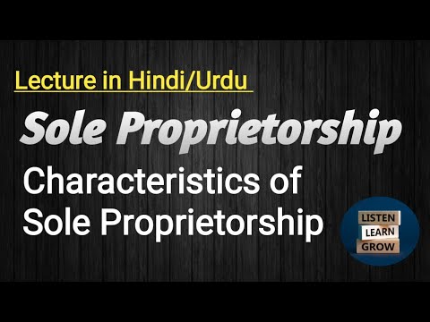 Sole Proprietorship Definition and Characteristics in Urdu/ Hindi.