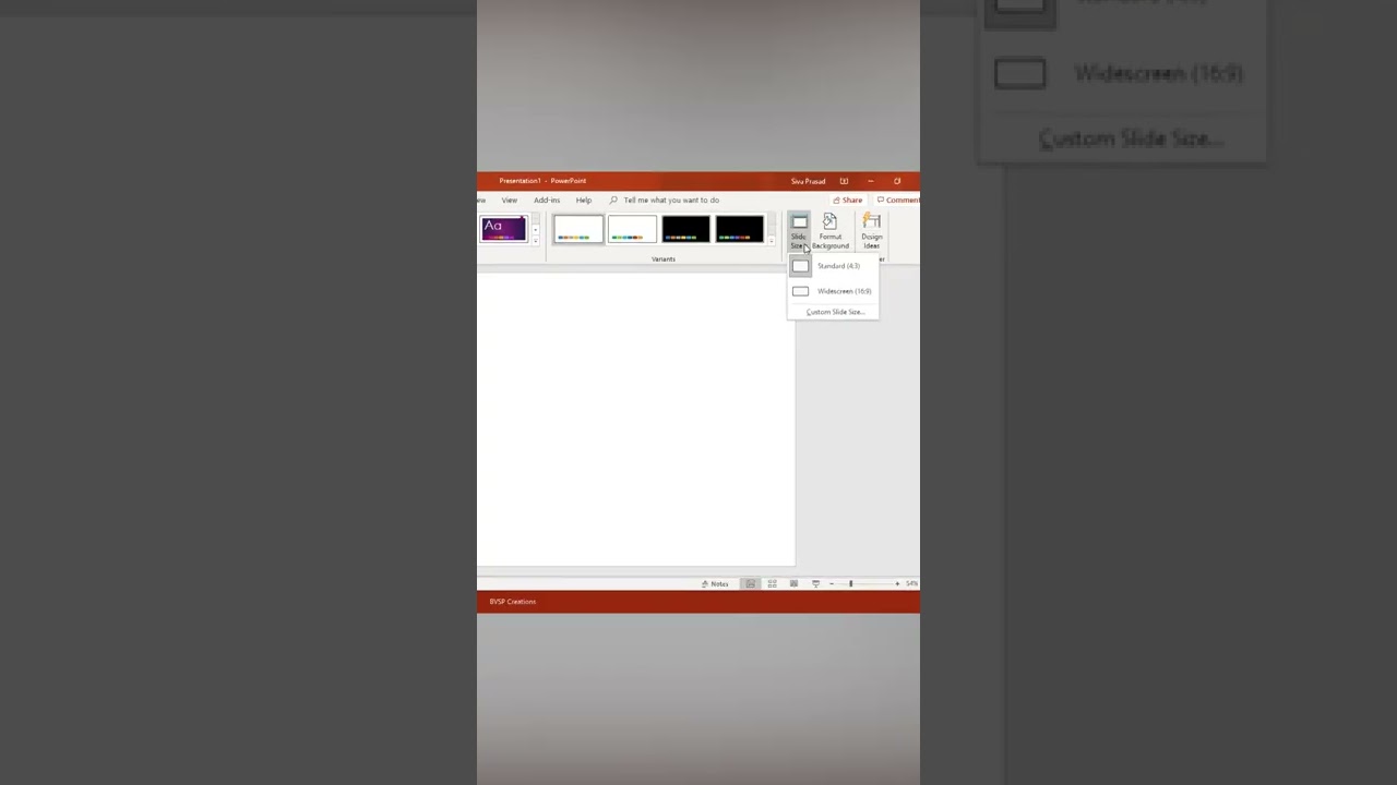 #Shorts | Change Slide Size in PPT | Change Page Size | 16:9 Slide | 4:3 Slide | BVSP Creations