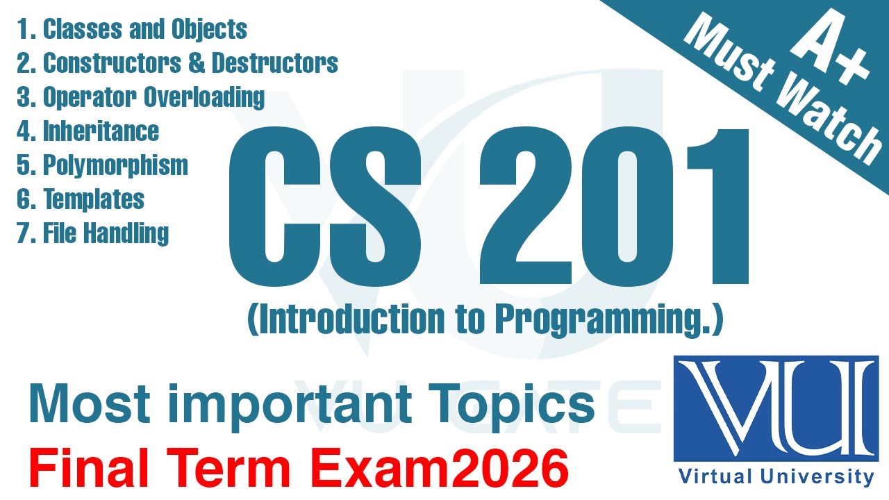 CS201 Final Term Solved Papers & Important Topics | How to Pass CS201 | VU Gate