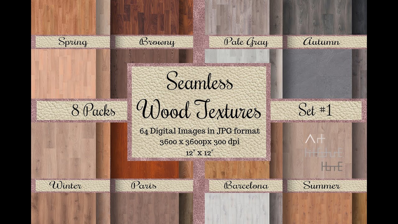 64 Seamless Wood Textures, Seamless Wood Patterns, Digital Papers, Printable Scrapbook - Set 1