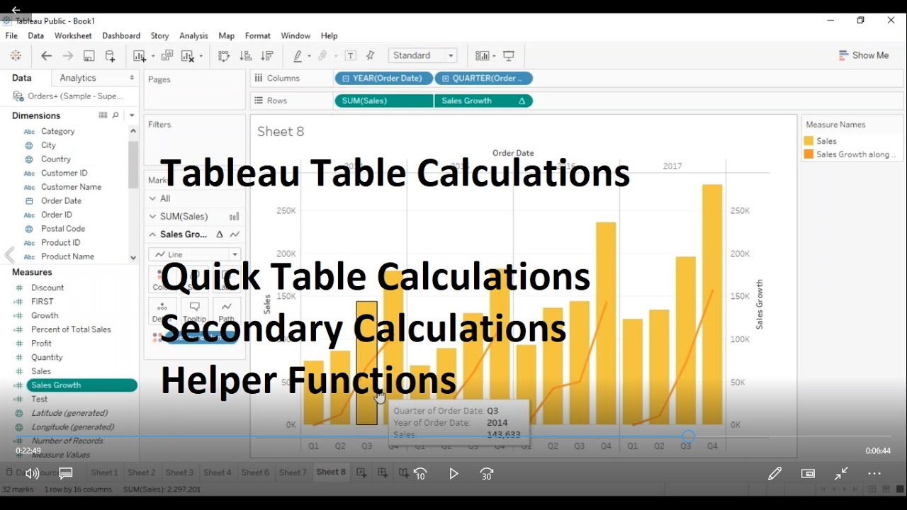 Tableau |Table Calculations | Helper Functions | Secondary Calculations|  Quick Table Calculations