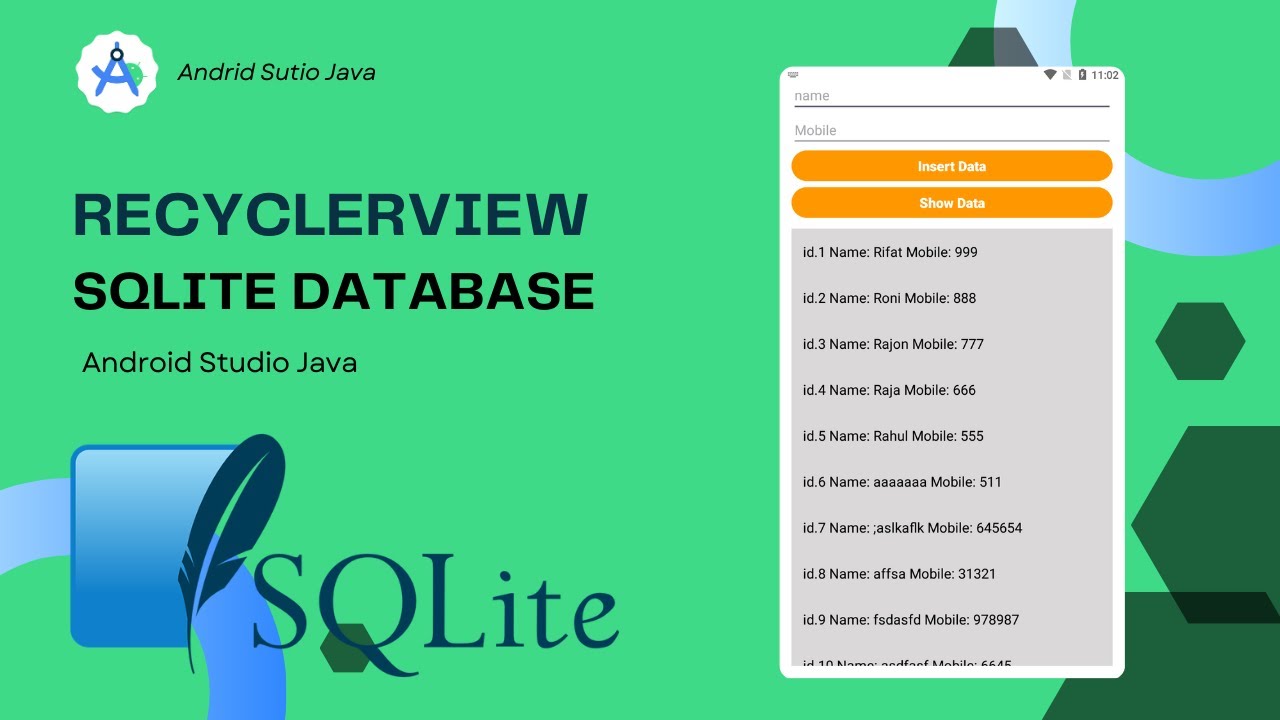 SQLite Database Data View in RecyclerView in Android Studio Java ||SQLite Database Tutorial