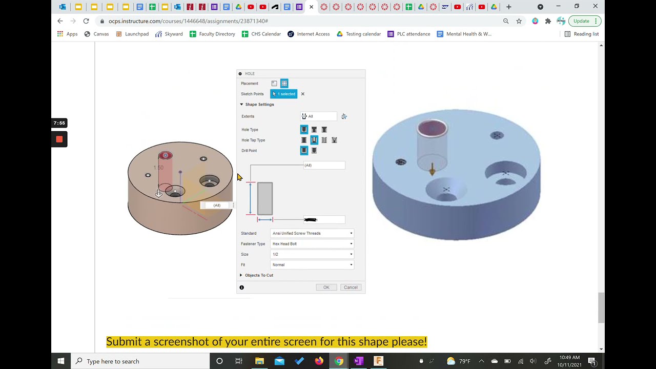 Fusion 360: Hole tool and circular pattern