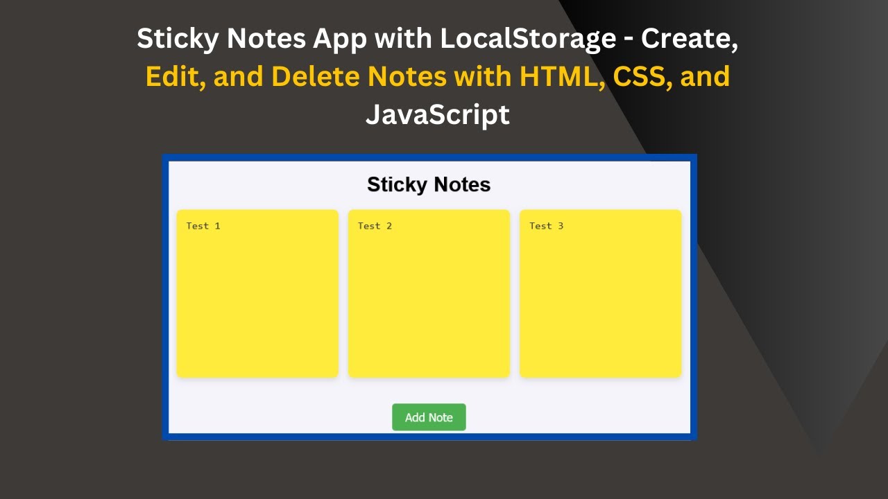 Sticky Notes App with HTML, CSS, and JavaScript | Step-by-Step Guide 📝✨