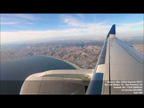 {4K} [FULL FLIGHT] San Luis Obispo (SBP) - San Francisco (SFO) — United Express — Embraer E175LR