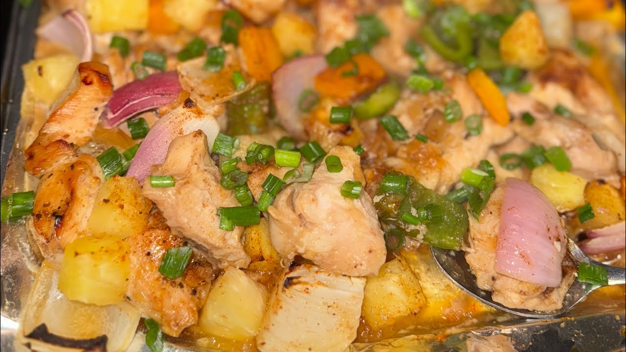 Hawaiian sheet pan chicken