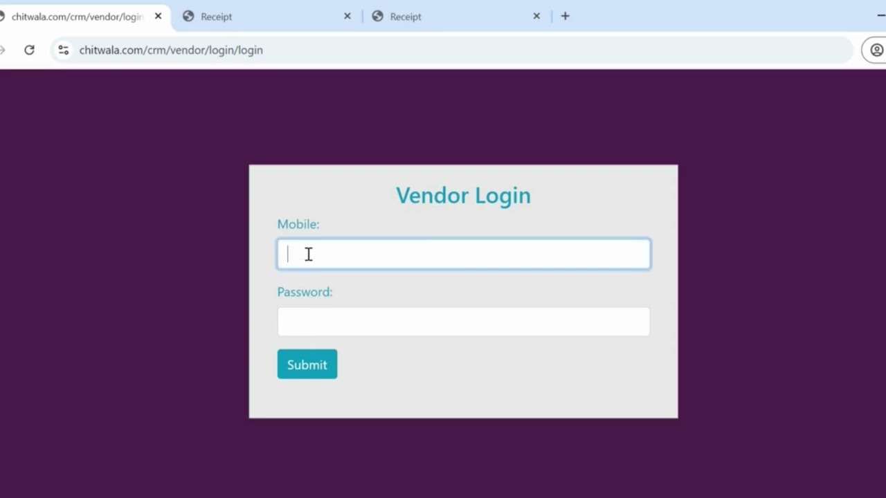 Vendor Login process