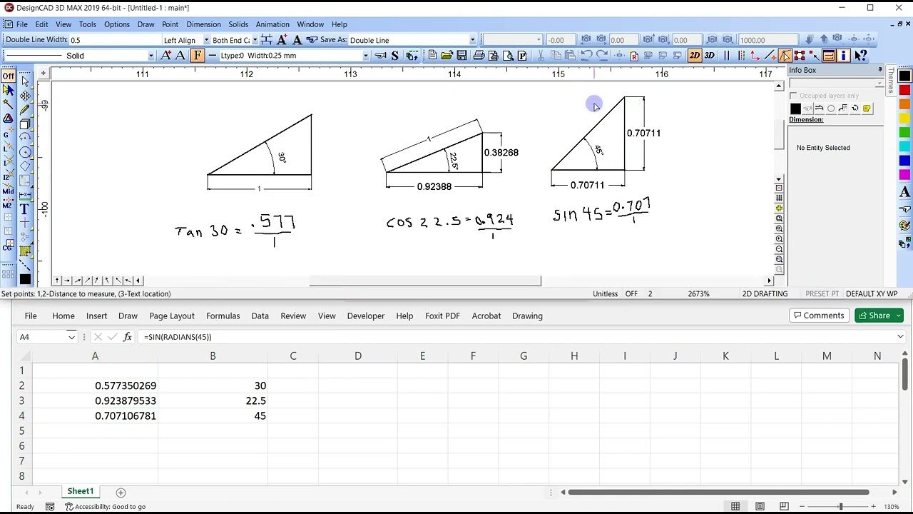 Trigonometry functions in Excel