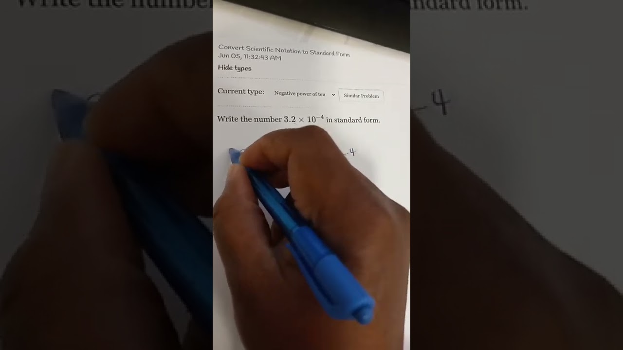 Convert Scientific Notation to Standard Form:Negative Exponents