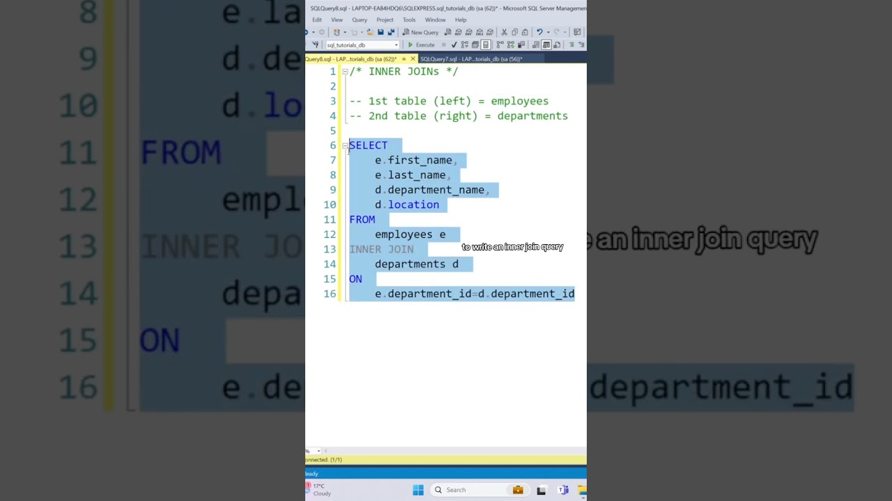 Use INNER JOINs in SQL to combine multiple tables to show only the records that match in both tables