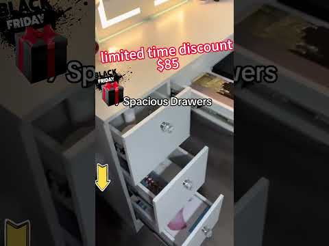 Modern vanity table with lighted mirror & storage #furniture