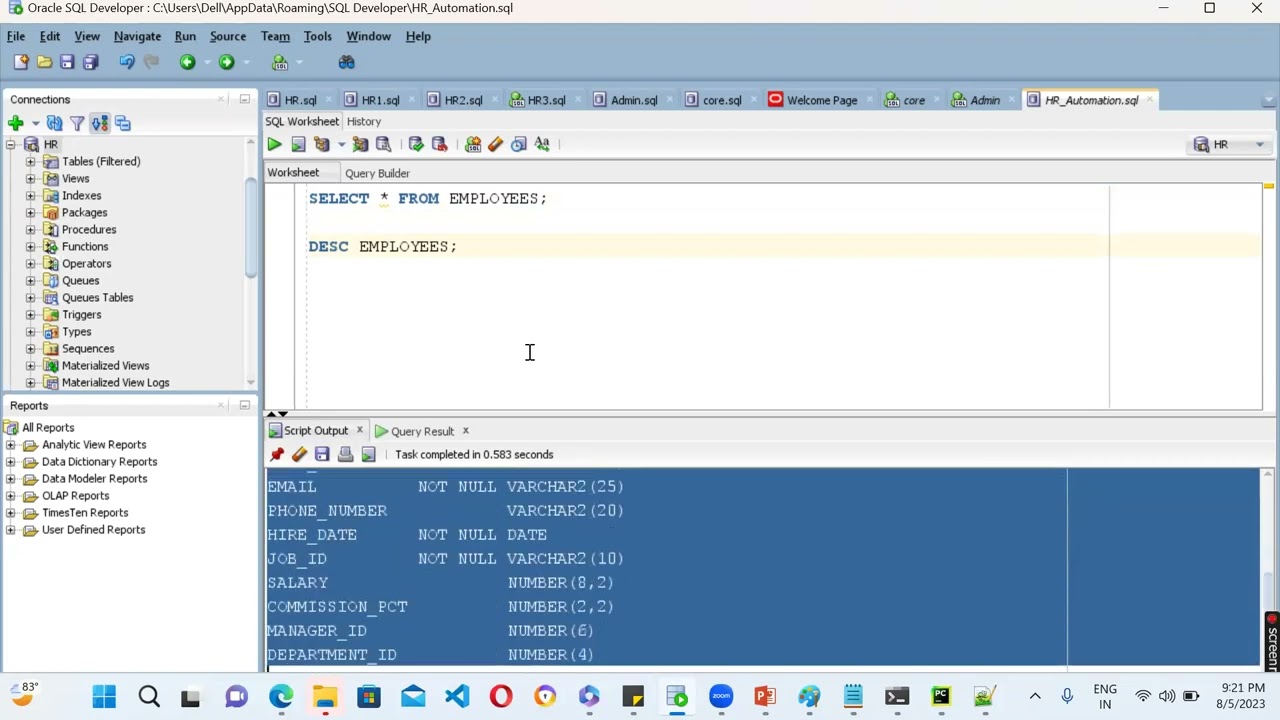Create a table structure from an existing table without loading data