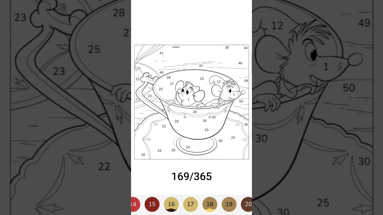 169/365 #cinderella #jaq #gus #disney #coloringbook #coloring #colorbynumber #daily #g