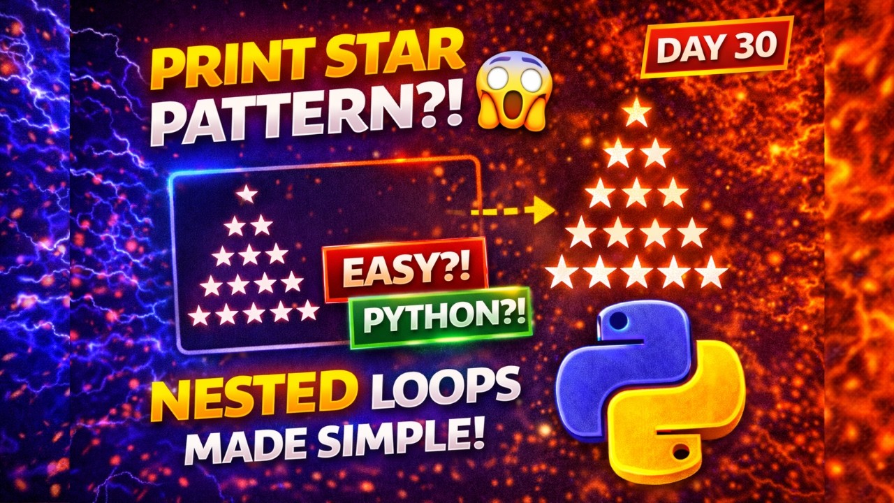 Lesson 30 - Star Pattern Using Nested Loops in Python | 100 Days of Python