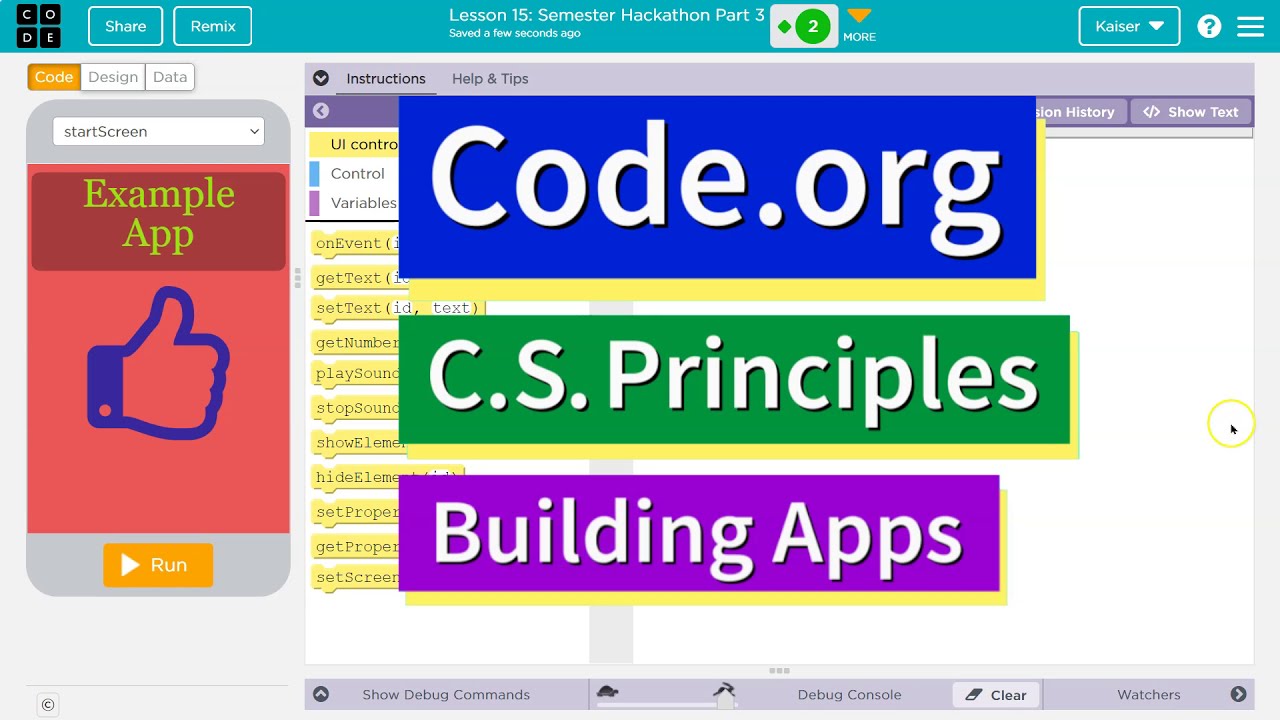 Code.org How to Create a Working Button for Your App - CS Principles Tutorial