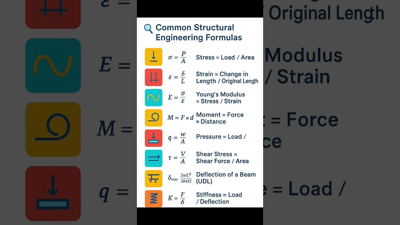Basic Knowledge for Civil Engineering | Notes | Common #Structural Engineering #Formulas | #Shorts