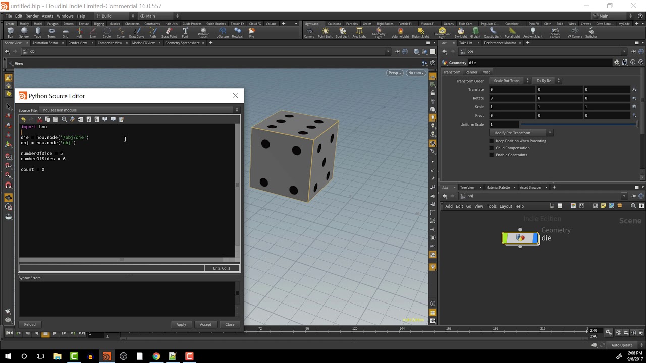 Houdini Python Dice Project