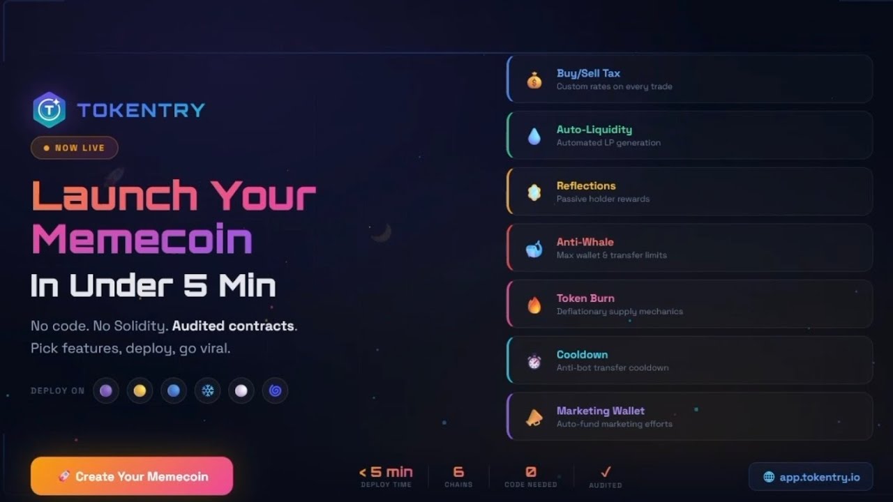 Create a Memecoin in 5 Minutes — No Code | Tokentry