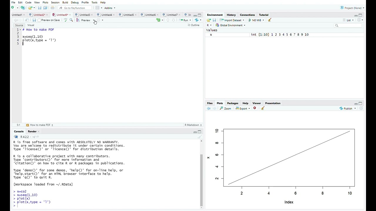 Convert R code to PDF