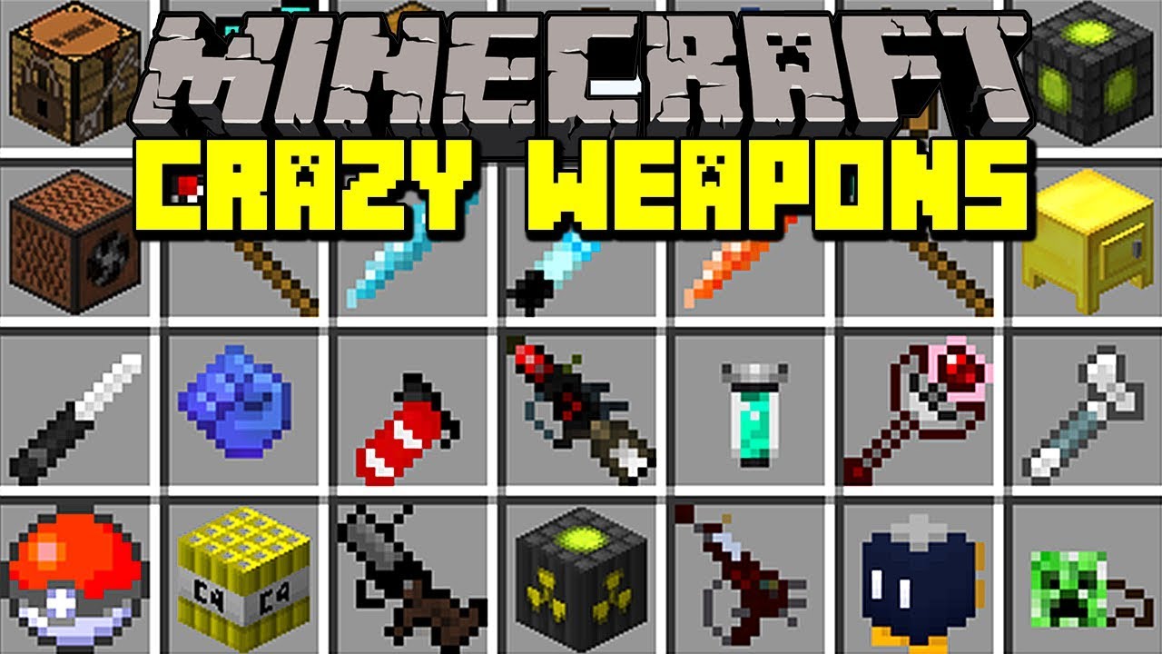 Minecraft CRAZY WEAPONS MOD! | OVERPOWERED WEAPONS, TROLL ITEMS, & MORE! | Modded Mini-Game