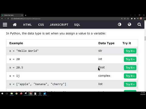 W3schools Python Data Types - Part 1